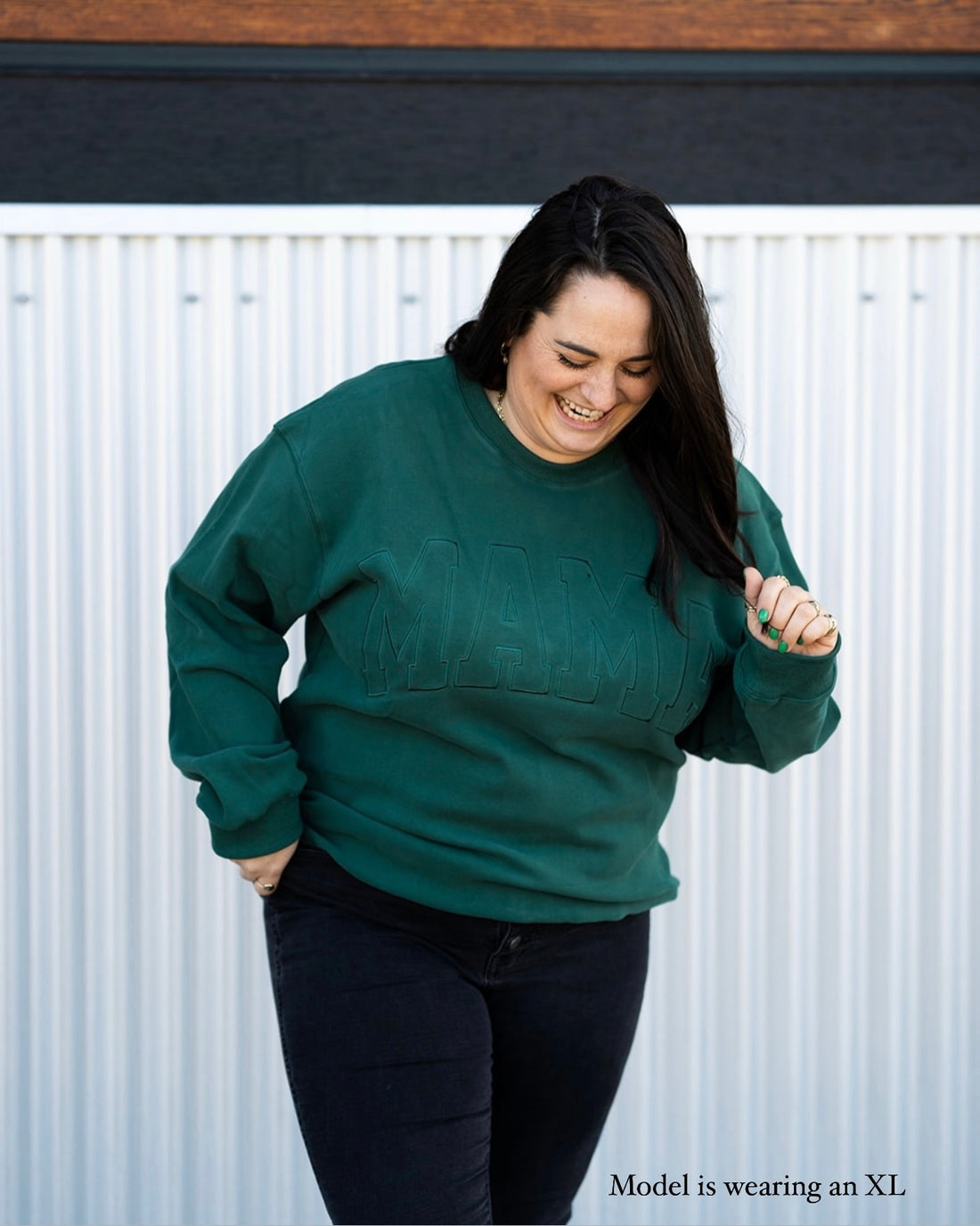 MAMA Drop Shoulder Crew - Emerald Green *updated fit* – Brooklyn Grace